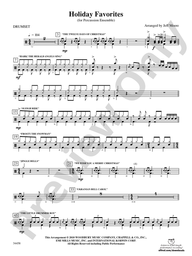 Holiday Favorites: Drums: Drums Part - Digital Sheet Music Download