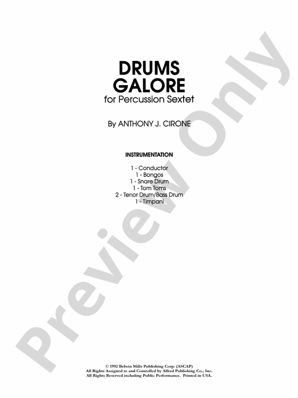 Drums Galore: Percussion Ensemble Book: Anthony J. Cirone - Digital ...
