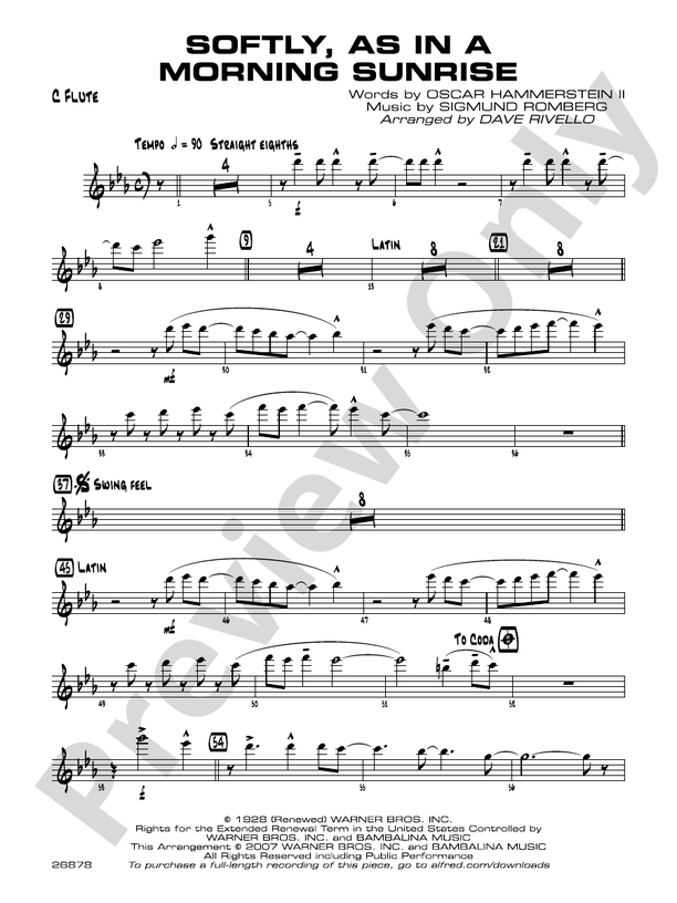 Softly, As in a Morning Sunrise: Flute: Flute Part - Digital Sheet ...