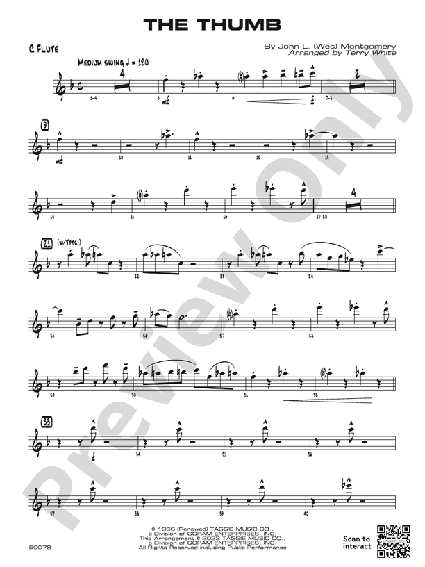 The Thumb: Flute: Flute Part - Digital Sheet Music Download