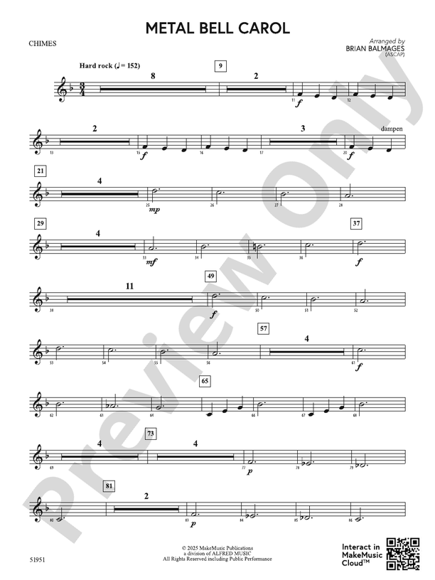 Metal Bell Carol: Chimes: Chimes Part - Digital Sheet Music Download