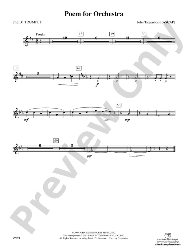 Poem for Orchestra: 2nd B-flat Trumpet: 2nd B-flat Trumpet Part ...