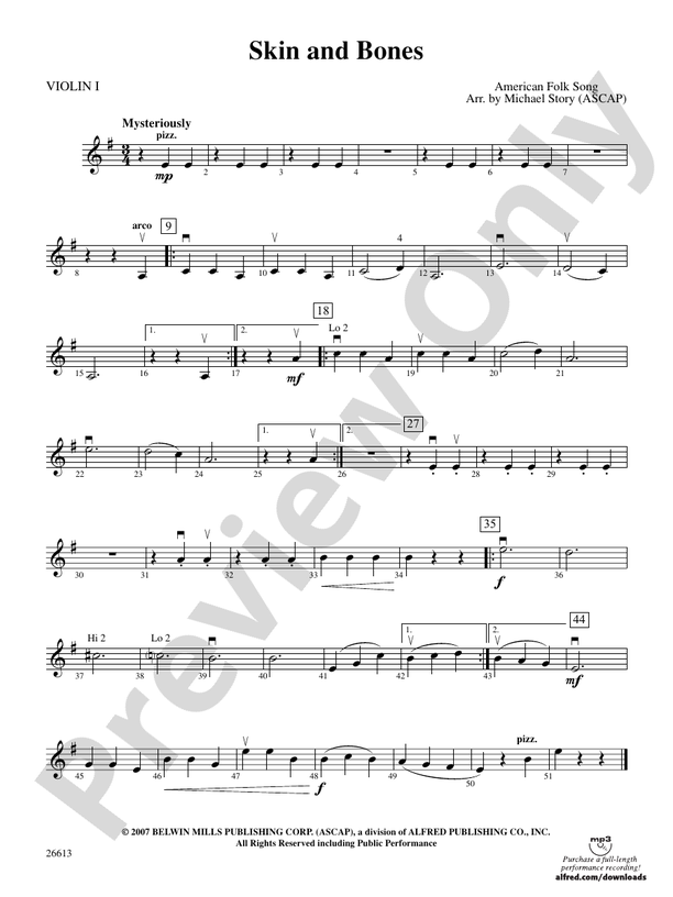 Skin and Bones: 1st Violin: 1st Violin Part - Digital Sheet Music Download