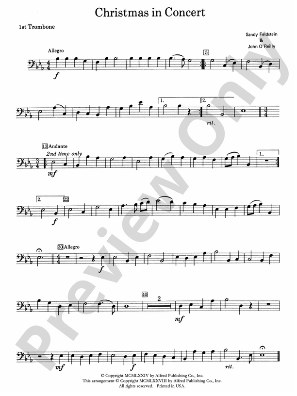 Christmas in Concert: 1st Trombone: 1st Trombone Part - Digital Sheet ...