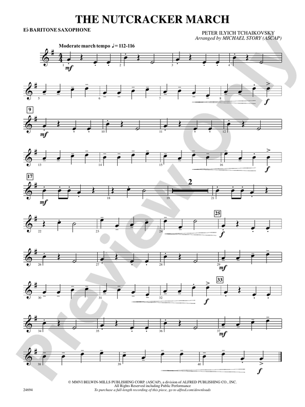 The Nutcracker March: E-flat Baritone Saxophone: E-flat Baritone Saxophone Part - Digital Sheet ...