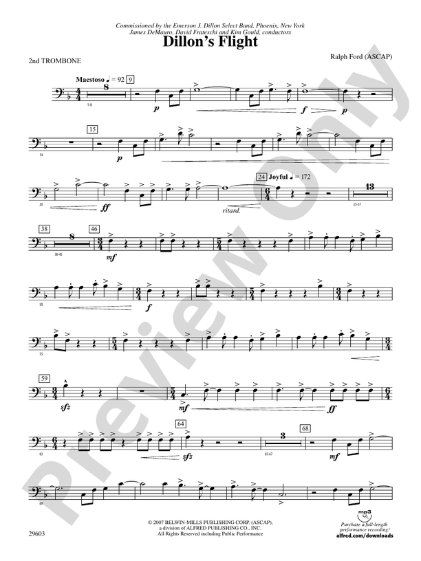 Dillon's Flight: 2nd Trombone: 2nd Trombone Part - Digital Sheet Music ...