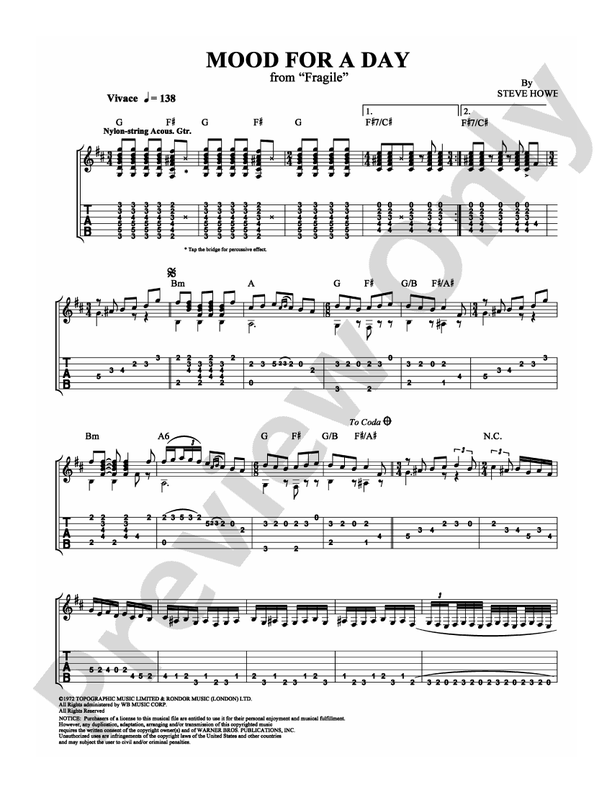 Mood for a Day: Guitar TAB: Steve Howe - Digital Sheet Music Download