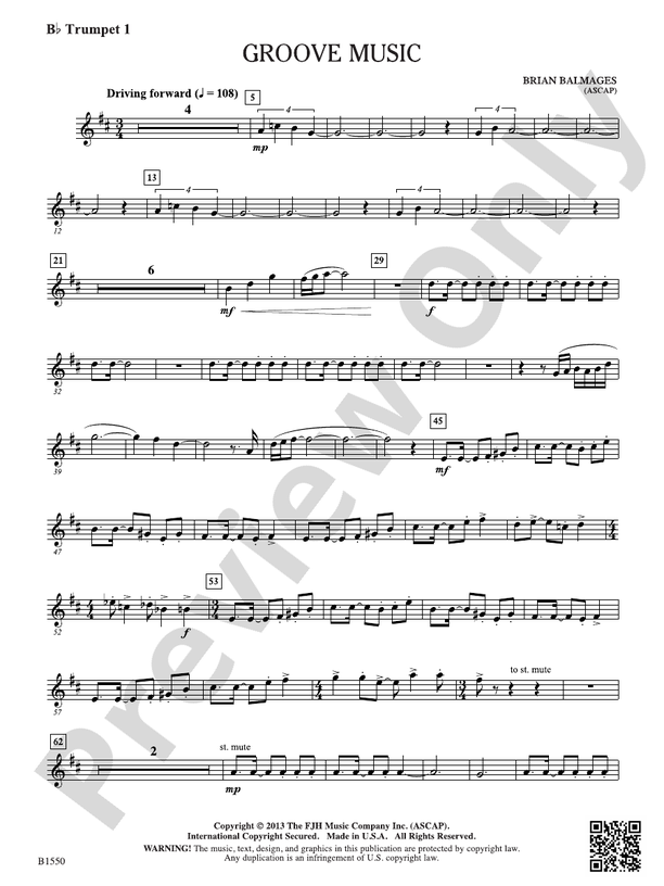 Groove Music: B-flat Trumpet 1: B-flat Trumpet 1 Part: Brian Balmages ...