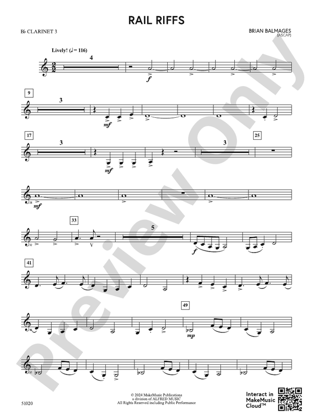 Rail Riffs: 3rd B-flat Clarinet: 3rd B-flat Clarinet Part - Digital Sheet Music Download