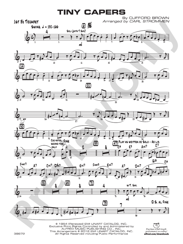Tiny Capers: 1st B-flat Trumpet: 1st B-flat Trumpet Part - Digital Sheet Music Download