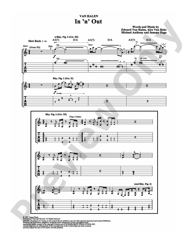 In 'n' Out: Guitar TAB: Van Halen - Digital Sheet Music Download