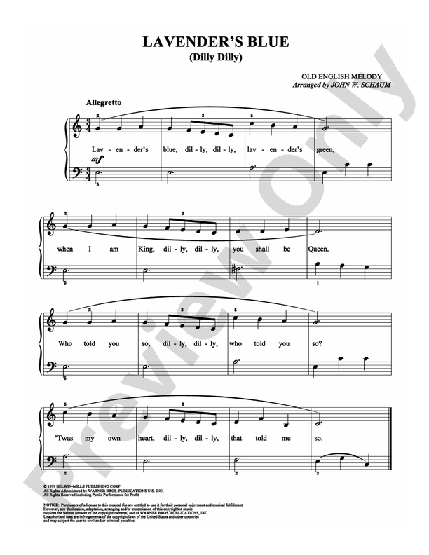 Lavender's Blue: Easy Piano: Traditional - Digital Sheet Music Download