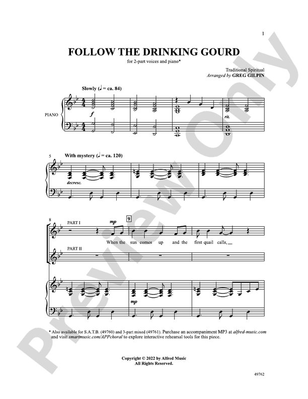 Follow the Drinking Gourd: - Digital Sheet Music Download