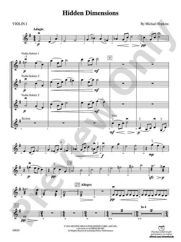 Hidden Dimensions: 1st Violin: 1st Violin Part - Digital Sheet Music ...