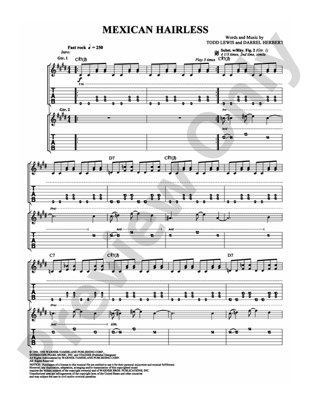 Mexican Hairless: Guitar TAB: Toadies - Digital Sheet Music Download