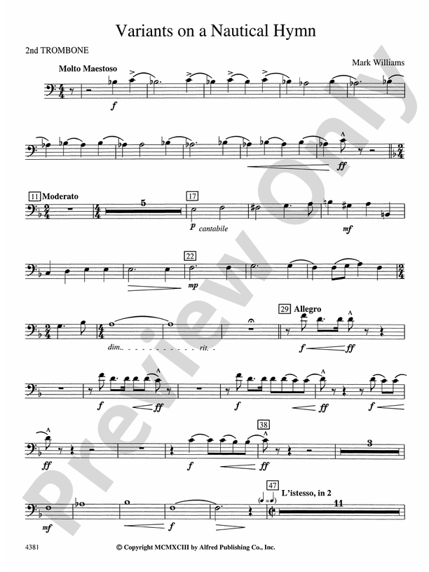 Variations on a Nautical Hymn: 2nd Trombone: 2nd Trombone Part ...