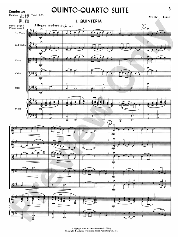 Quinto-Quarto Suite: Score: String Orchestra Score - Digital Sheet ...