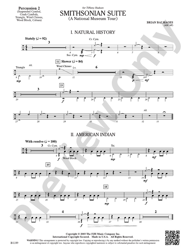 Smithsonian Suite: Percussion 2: Percussion 2 Part: Brian Balmages - Digital Sheet Music Download