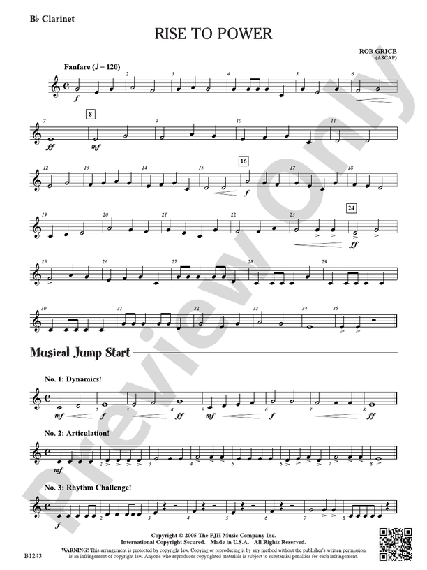 Rise to Power: B-flat Clarinet: B-flat Clarinet Part: Rob Grice ...