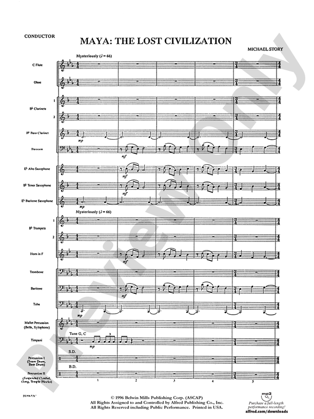 Maya: The Lost Civilization: Score: Concert Band Score - Digital Sheet ...