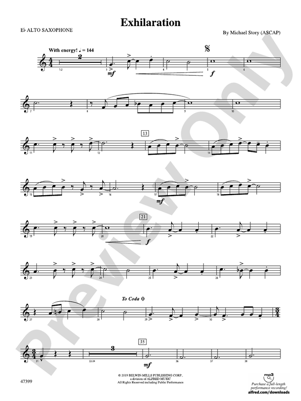 Exhilaration: E-flat Alto Saxophone: E-flat Alto Saxophone Part ...