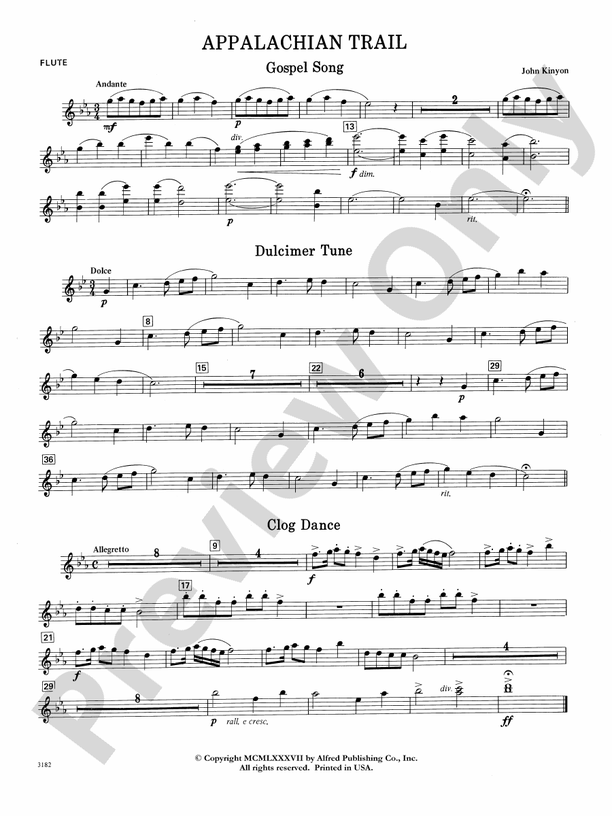 Appalachian Trail: Flute: Flute Part - Digital Sheet Music Download