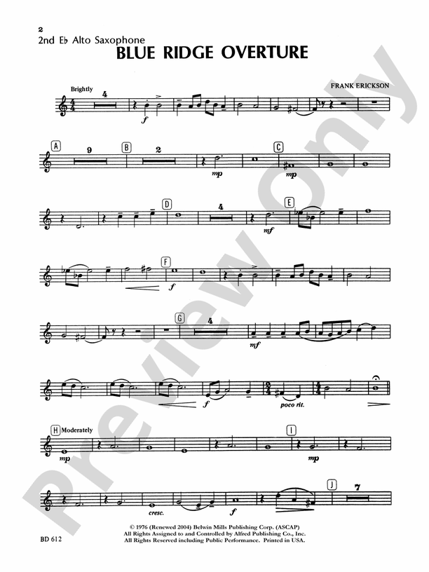 Blue Ridge Overture: 2nd E-flat Alto Saxophone: 2nd E-flat Alto ...