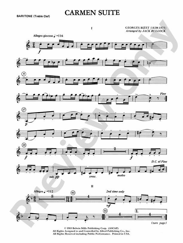 Carmen Suite: Baritone T.C.: Baritone T.C. Part - Digital Sheet Music Download