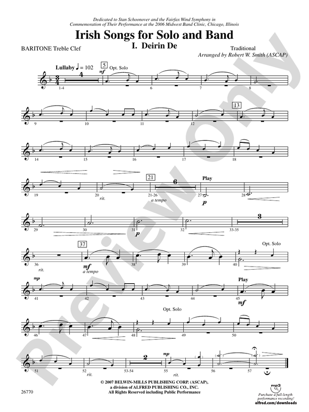 Irish Songs: Baritone T.C.: Baritone T.C. Part - Digital Sheet Music ...