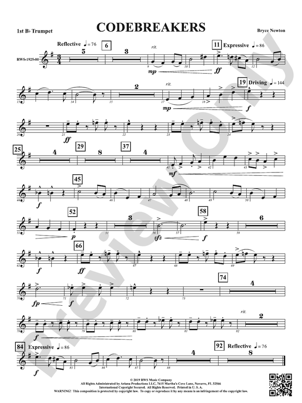 Codebreakers: 1st B-flat Trumpet: 1st B-flat Trumpet Part: Bryce Newton - Digital Sheet Music ...