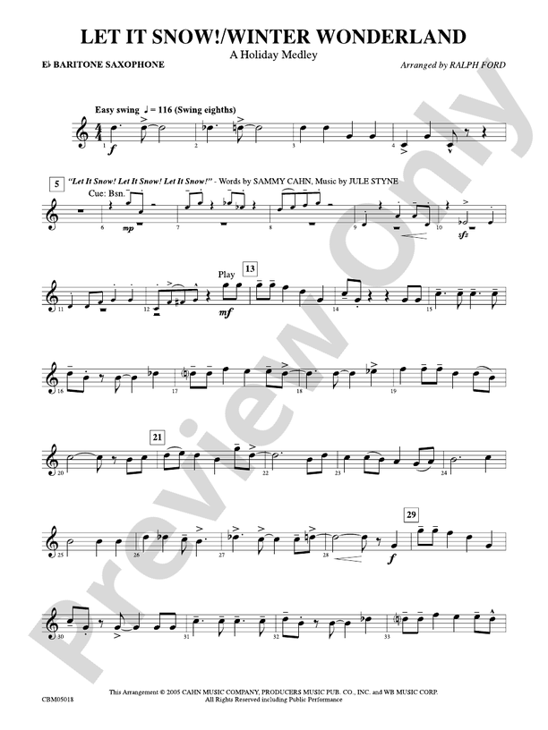 Let It Snow! / Winter Wonderland: E-flat Baritone Saxophone: E-flat ...