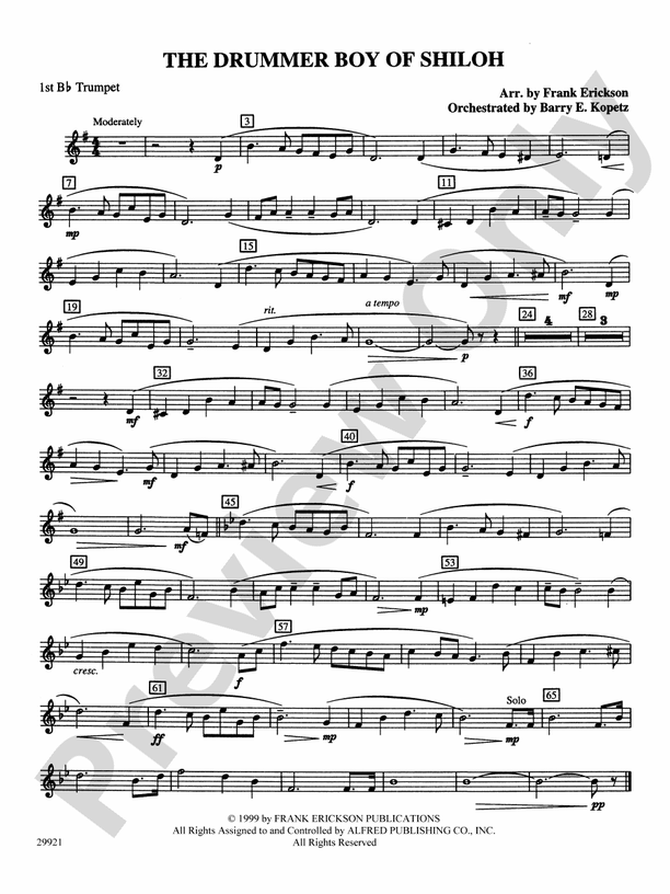 The Drummer Boy of Shiloh: 1st B-flat Trumpet: 1st B-flat Trumpet Part ...