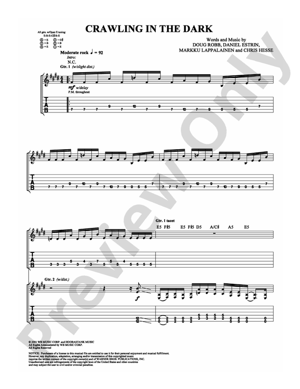 Crawling in the Dark: Guitar TAB: Hoobastank - Digital Sheet Music Download