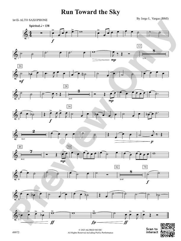 Run Toward the Sky: E-flat Alto Saxophone: E-flat Alto Saxophone Part ...