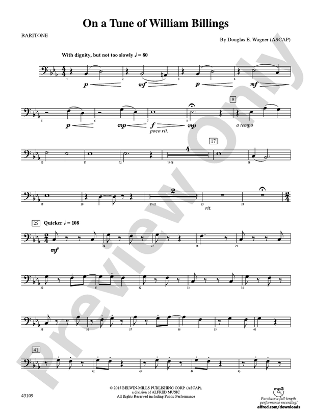 On a Tune of William Billings: Baritone B.C.: Baritone B.C. Part ...