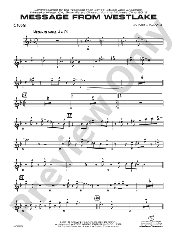 Message from Westlake: Flute: Flute Part - Digital Sheet Music Download