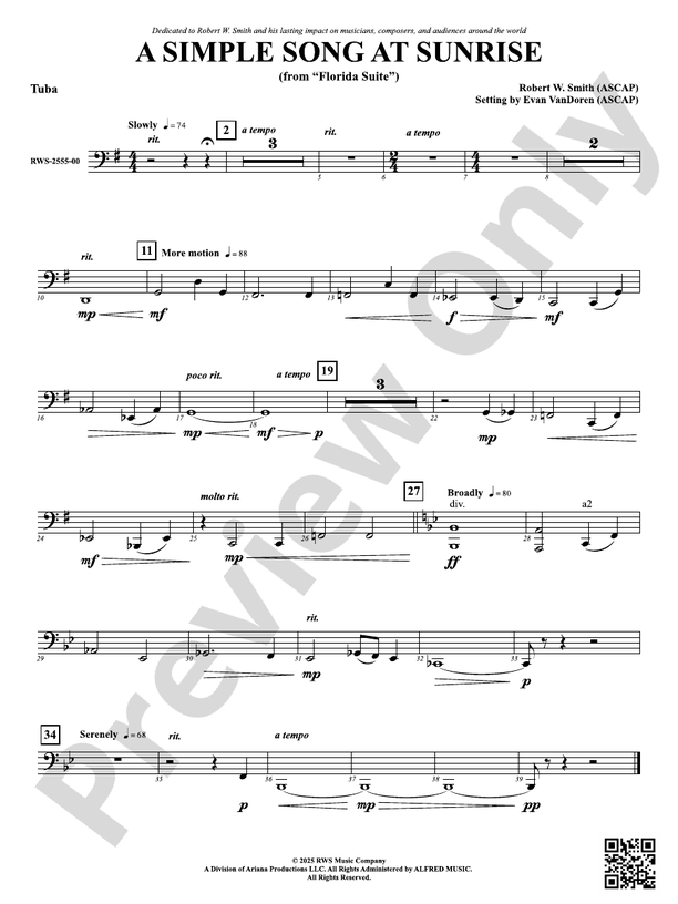 A Simple Song at Sunrise (from "Florida Suite"): Tuba: Tuba Part ...