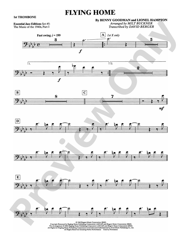 Flying Home: 1st Trombone: 1st Trombone Part - Digital Sheet Music Download