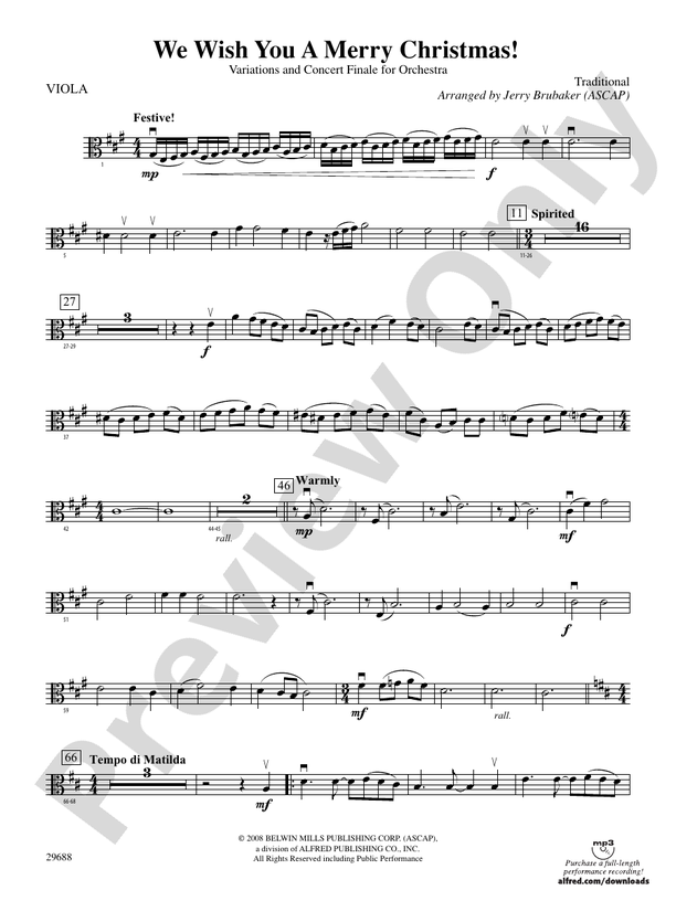 We Wish You a Merry Christmas: Viola: Viola Part - Digital Sheet Music ...
