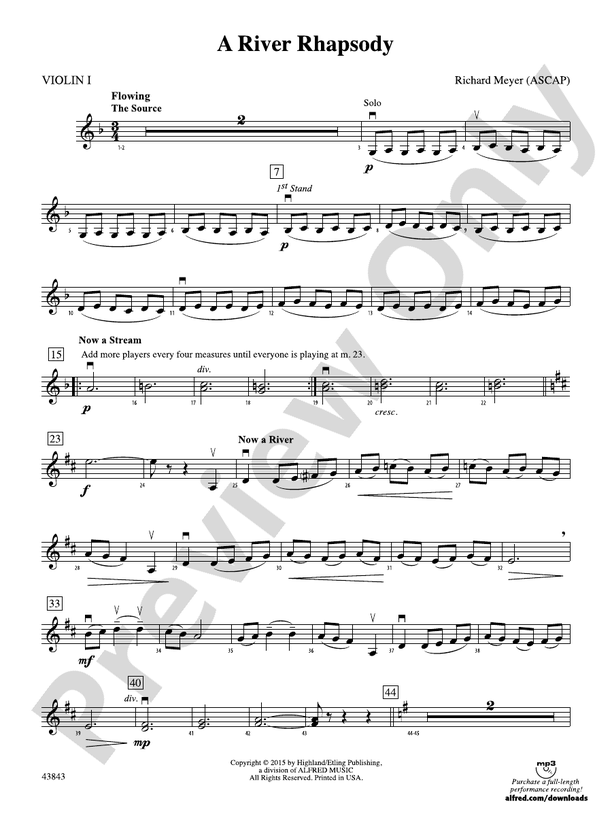A River Rhapsody: 1st Violin: 1st Violin Part - Digital Sheet Music Download