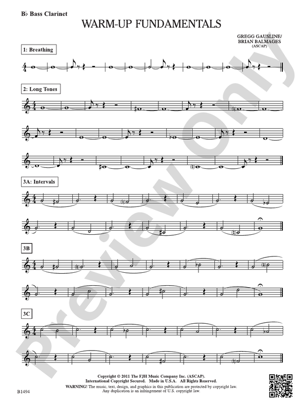 Warm-Up Fundamentals for Concert Band: B-flat Bass Clarinet: B-flat ...