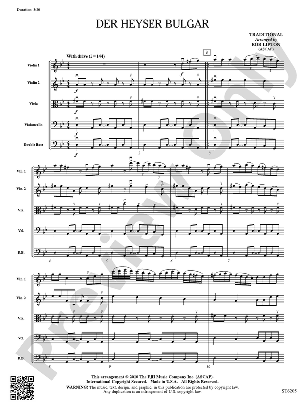 Der Heyser Bulgar: Score: String Orchestra Score - Digital Sheet Music ...