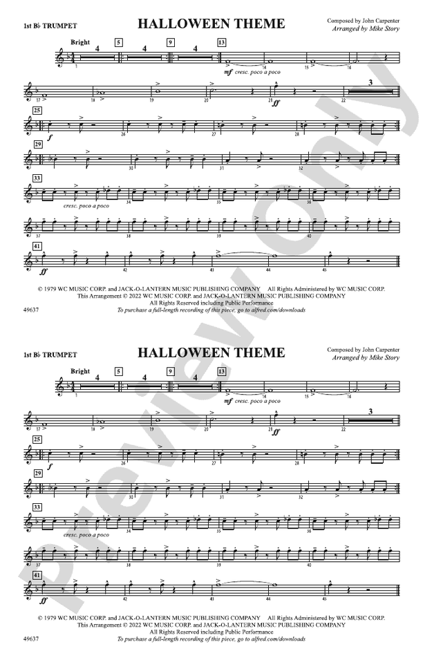 Halloween Theme: 1st B-flat Trumpet: 1st B-flat Trumpet Part - Digital ...