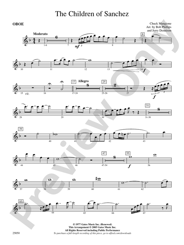 The Children of Sanchez: Oboe: Oboe Part - Digital Sheet Music Download