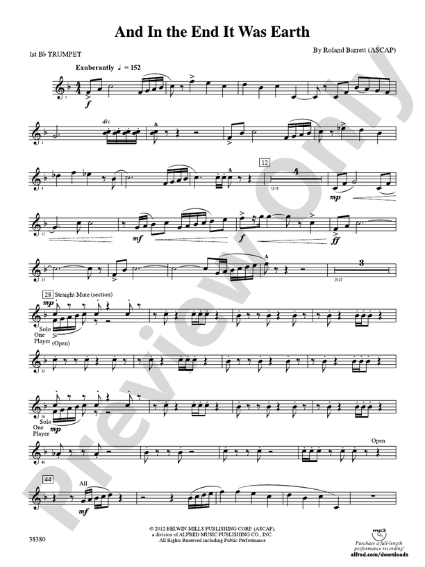 And in the End It Was Earth: 1st B-flat Trumpet: 1st B-flat Trumpet ...