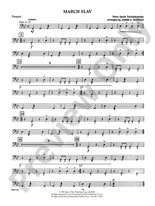 March Slav: Timpani: Timpani Part - Digital Sheet Music Download