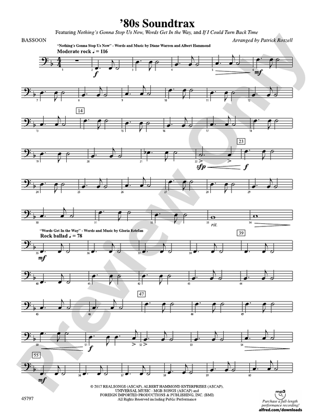 '80s Soundtrax: Bassoon: Bassoon Part - Digital Sheet Music Download