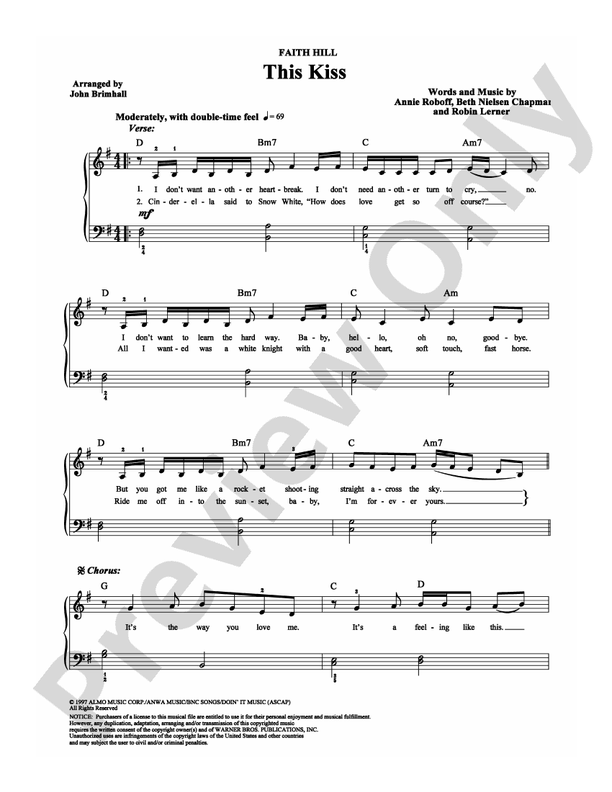 This Kiss: Easy Piano: Faith Hill - Digital Sheet Music Download