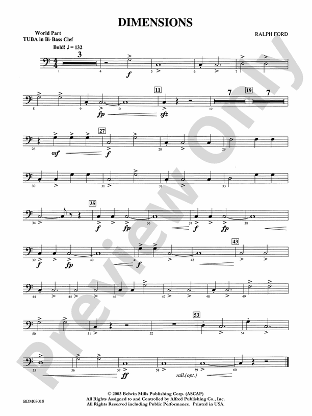 Dimensions: WP B-flat Tuba B.C.: WP B-flat Tuba B.C. Part - Digital ...