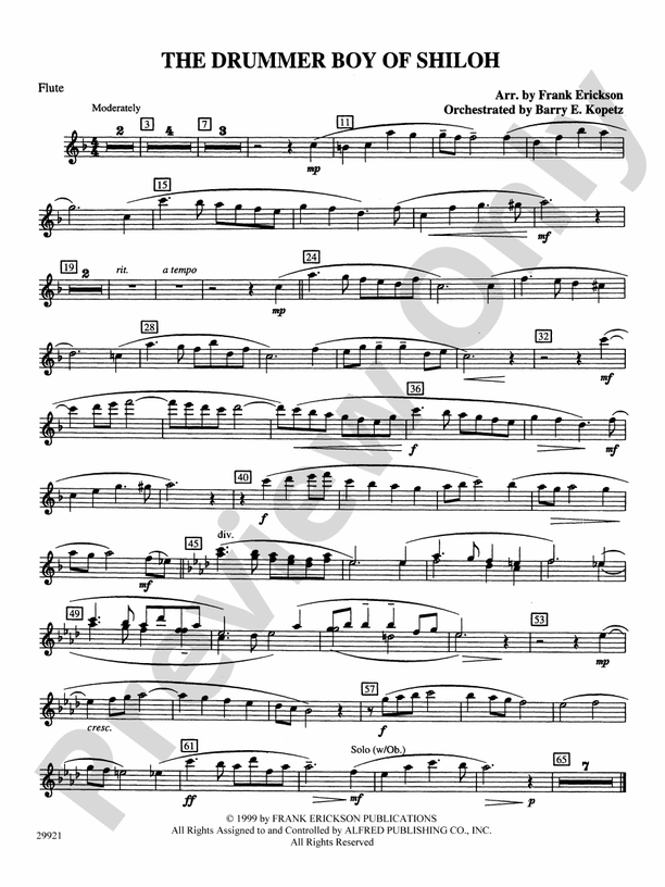 The Drummer Boy of Shiloh: Flute: Flute Part - Digital Sheet Music Download